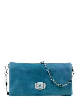 Miu Miu 2010-2026 Suede Crystal Chain Satchel - Blue