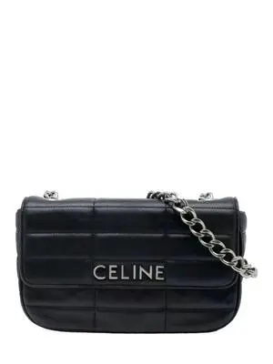 Celine 2022 Matelasse Goatskin Monochrome Chain Shoulder Bag - Black