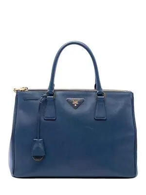 Prada 2013-2026 Large Saffiano Lux Galleria Double Zip Tote Bag - Blue