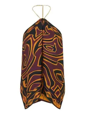 Emilio Pucci Abstract-print Chain-strap Top Black
