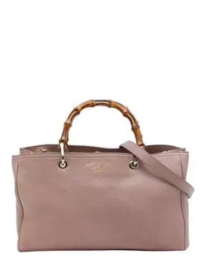 Gucci 2016-2026 Medium Calfskin Bamboo Shopper Satchel - Pink