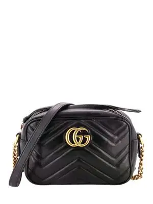 Gucci Gg Marmont Shoulder Bag Matelasse Leather Mini Crossbody Bag - Black