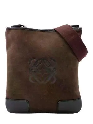 Loewe 2005 Suede Anagram Crossbody Bag - Brown