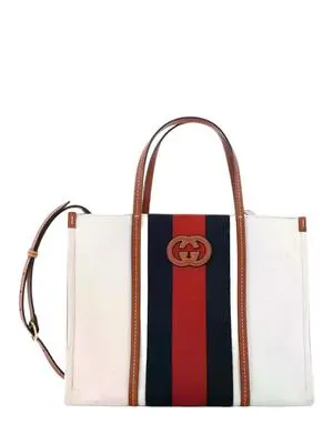 Gucci Interlocking G Web Canvas Medium Tote Bag - Neutrals