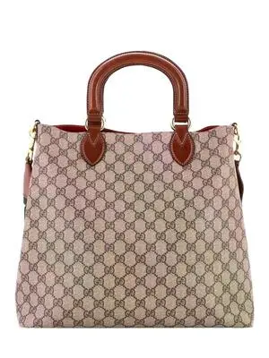 GUCCI Reversible Web Gg Coated Canvas Tote Bag