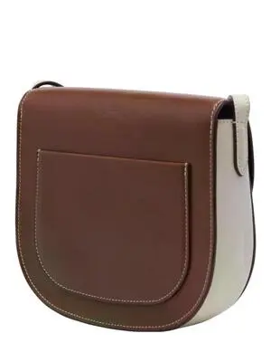 Celine 2000-2026 Small Bicolor Glazed Calfskin Trotteur Crossbody Bag - Brown