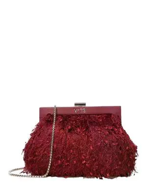 V°73 Feather-effect Clutch Bag Red