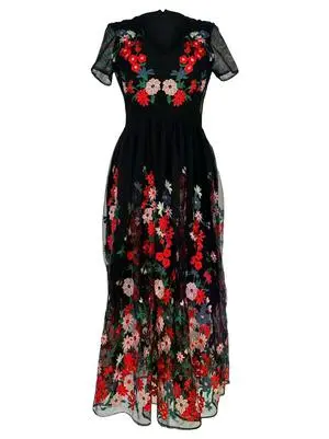 MAJE Raphael Floral-embroidered Dress
