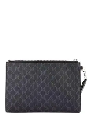 Gucci Night Courrier Pouch Gg Coated Canvas With Applique Clutch Bag - Black