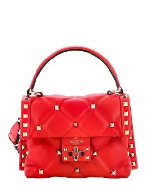 Valentino Garavani Candystud Top Handle Bag Leather Mini Satchel Red