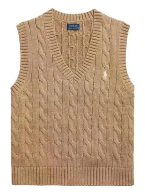Polo Ralph Lauren Cable-knit V-neck Vest - Neutrals