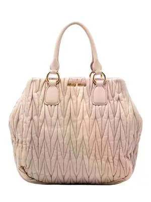 Miu Miu 2010-2026 Matelasse Nappa Convertible Tote Satchel - Neutrals