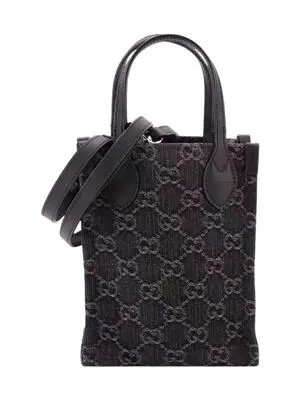 Gucci Vertical Gg Denim Mini Tote Bag - Black