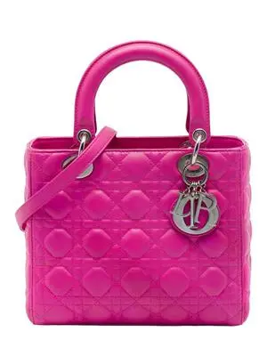 Dior 2012 Medium Lambskin Cannage Lady Satchel - Pink