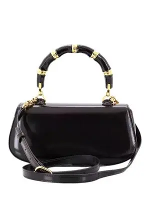 GUCCI Bamboo Diva Top Handle Bag Polished Leather Medium Satchel