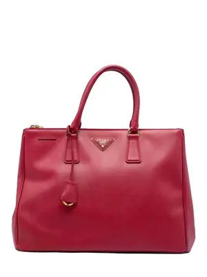 Prada 2013-2026 Large Saffiano Lux Galleria Double Zip Tote Bag - Red