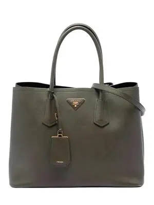 Prada 2014-2026 Large Saffiano Cuir Double Satchel - Green