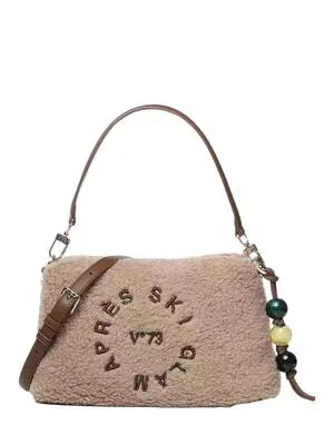 V°73 Teddy-effect Embroidered Shoulder Bag - Neutrals