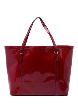 Gucci 2016-2026 Microguccissima Patent Nice Tote Bag - Red