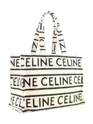 Celine Cabas Thais Logo All Over Textile Large Tote Bag - Neutrals