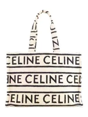 Celine Cabas Thais Logo All Over Textile Large Tote Bag - Neutrals