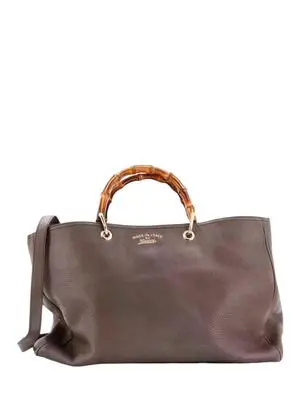 Gucci Bamboo Shopper Leather Large Tote Bag - Brown