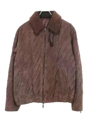 Giorgio Armani 2010s Textured Zip-up Jacket - Brown