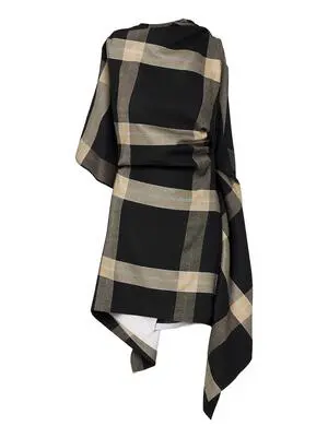 Loewe Caped Checked Minidress - Black