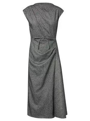 ERDEM Bow-detail Herringbone Draped Midi Dress