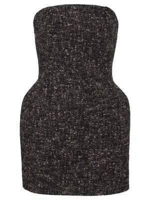 Magda Butrym Bouclé Wool And Cashmere-blend Bustier Dress - Brown