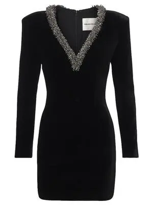 Roland Mouret Embellished Velvet Minidress - Black