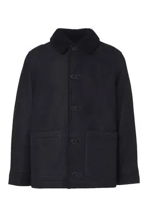 YVES SALOMON Shearling-lined Leather Jacket - Blue