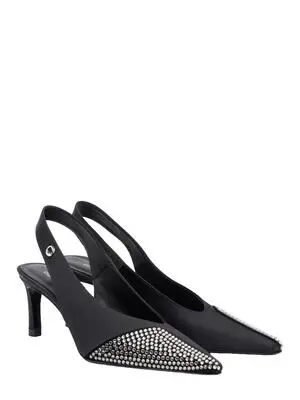 Coperni Crystal-embellished Satin Slingback Pumps - Black