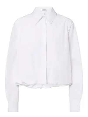 Loewe Cropped Cotton Poplin Shirt - White
