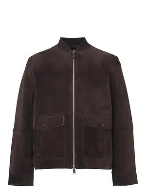YVES SALOMON Suede Bomber Jacket - Brown