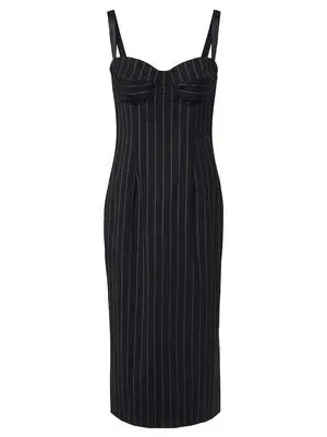 Dolce & Gabbana Pinstriped Wool And Silk Bustier Dress - Black