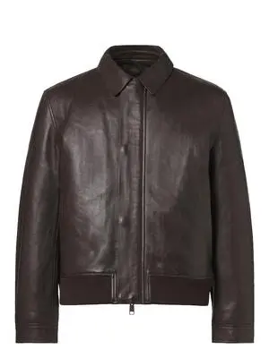 YVES SALOMON Leather Blouson Jacket - Brown