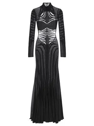 Roberto Cavalli Trompe L'œil Silk-blend Gown - Black