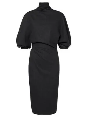 Khaite Harlin Wool And Cashmere Midi Dress - Black
