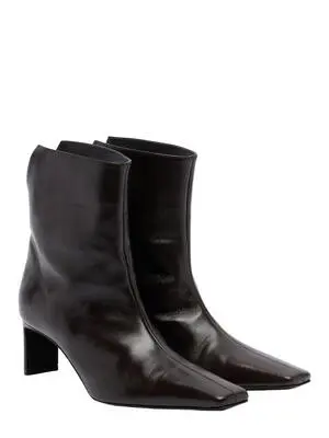 Khaite Ona Leather Ankle Boots - Brown