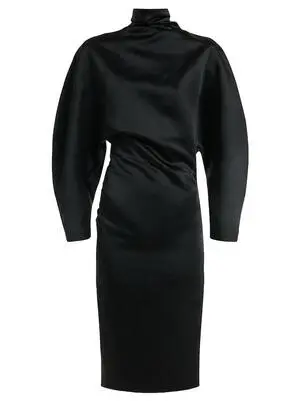 Khaite Harlin Draped Satin Midi Dress - Black
