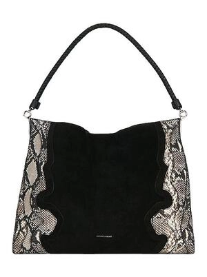 VERONICA BEARD Veronica Beard Snake Embossed Vida Hobo Bag In Black.