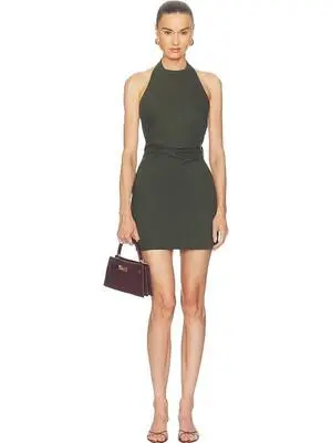 Line & Dot Lotus Mini Dress In Army - Green