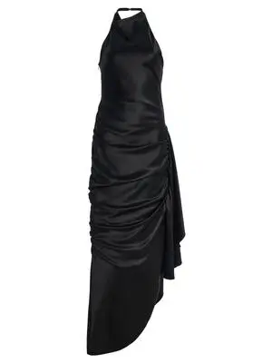 Paris Georgia Mase Ruched Satin Maxi Dress - Black