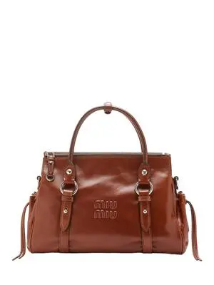 Miu Miu Leather Top Handle Bag - Brown
