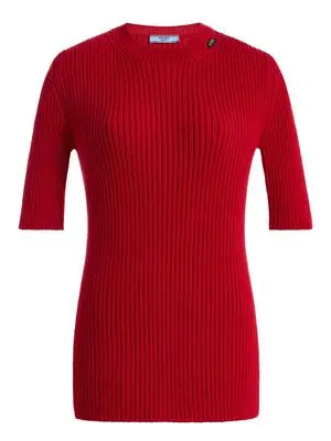 Prada Ribbed Wool Top - Red