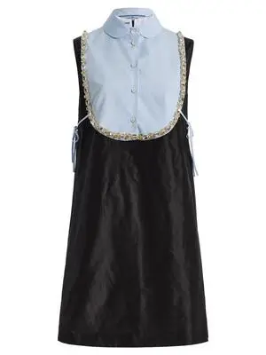 Prada Embellished Silk Mini Dress - Black