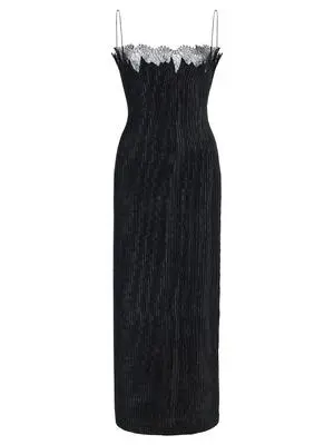 FFORME Lumie Pleated Lace Midi Dress - Black