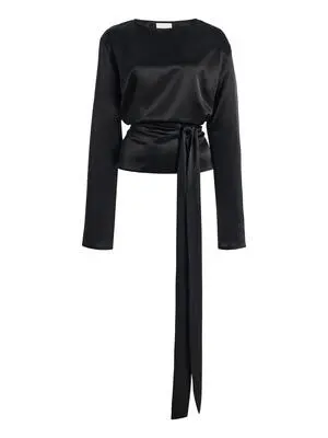 Paris Georgia Alba Bow Satin Top - Black