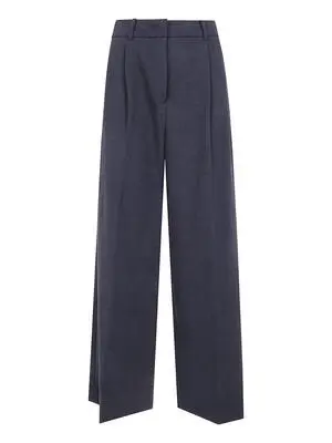 DUNST Wide Trousers Double Pleated Wide Slacks - Gray